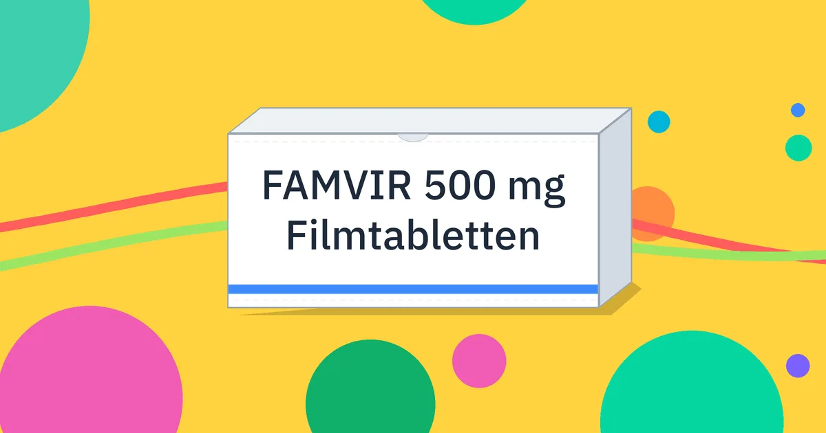 Symbolbild: Packung mit der Aufschrift FAMVIR 500 mg Filmtabletten (PZN 01339373) – Verfügbarkeit und Bezug in Apotheken in Frankfurt am Main