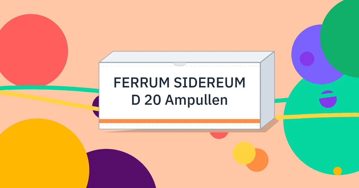 Symbolbild: Packung mit der Aufschrift FERRUM SIDEREUM D 20 Ampullen (PZN 01622287) – Verfügbarkeit und Bezug in Apotheken in Frankfurt am Main