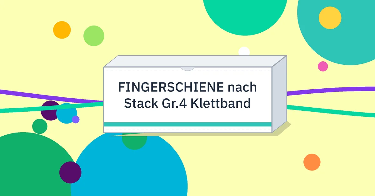 Symbolbild: Packung mit der Aufschrift FINGERSCHIENE nach Stack Gr.4 Klettband (PZN 02178618) – Verfügbarkeit und Bezug in Apotheken in Frankfurt am Main