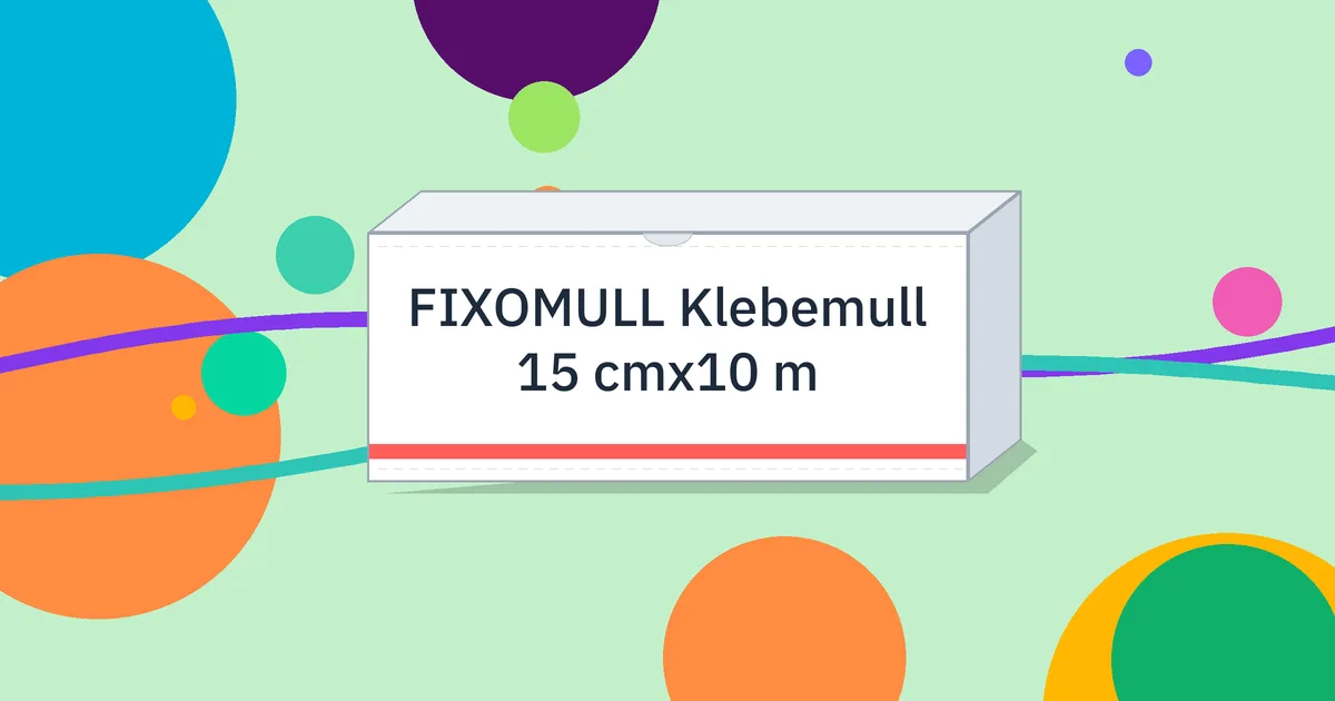 Symbolbild: Packung mit der Aufschrift FIXOMULL Klebemull 15 cmx10 m (PZN 11690858) – Verfügbarkeit und Bezug in Apotheken in Frankfurt am Main