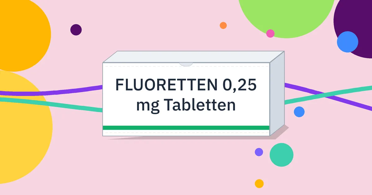 Symbolbild: Packung mit der Aufschrift FLUORETTEN 0,25 mg Tabletten (PZN 02477924) – Verfügbarkeit und Bezug in Apotheken in Frankfurt am Main
