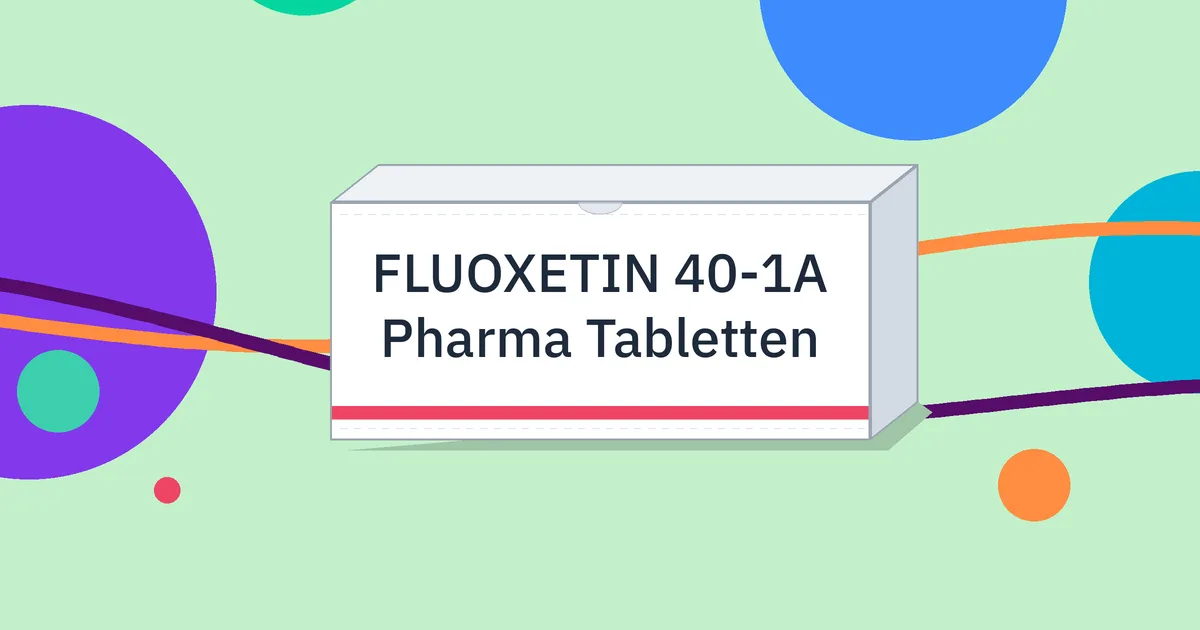 Symbolbild: Packung mit der Aufschrift FLUOXETIN 40-1A Pharma Tabletten (PZN 04834334) – Verfügbarkeit und Bezug in Apotheken in Frankfurt am Main