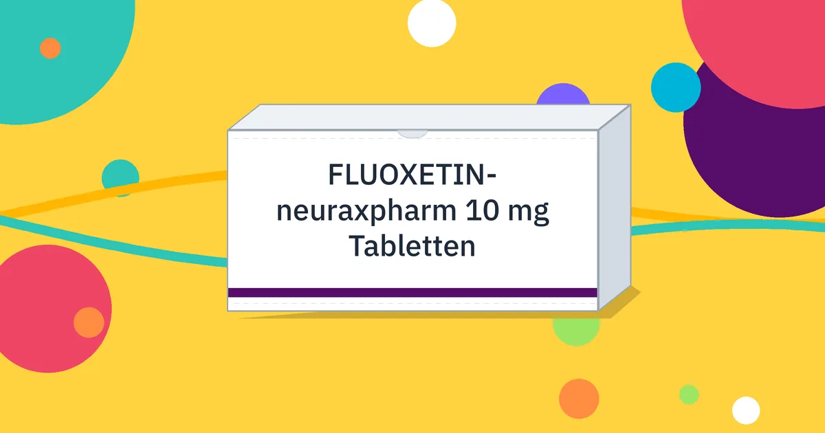 Symbolbild: Packung mit der Aufschrift FLUOXETIN-neuraxpharm 10 mg Tabletten (PZN 02136152) – Verfügbarkeit und Bezug in Apotheken in Frankfurt am Main