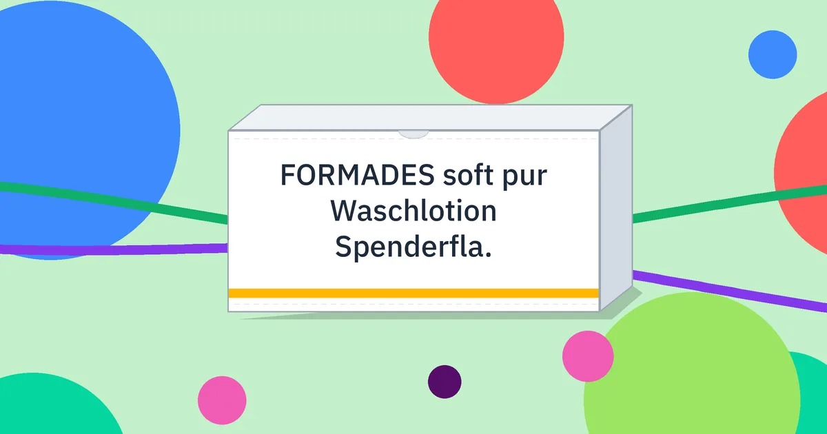 Symbolbild: Packung mit der Aufschrift FORMADES soft pur Waschlotion Spenderfla. (PZN 16929040) – Verfügbarkeit und Bezug in Apotheken in Frankfurt am Main