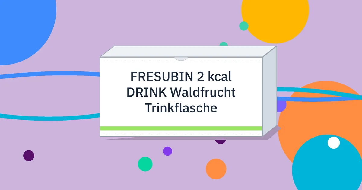 Symbolbild: Packung mit der Aufschrift FRESUBIN 2 kcal DRINK Waldfrucht Trinkflasche (PZN 20322214) – Verfügbarkeit und Bezug in Apotheken in Frankfurt am Main