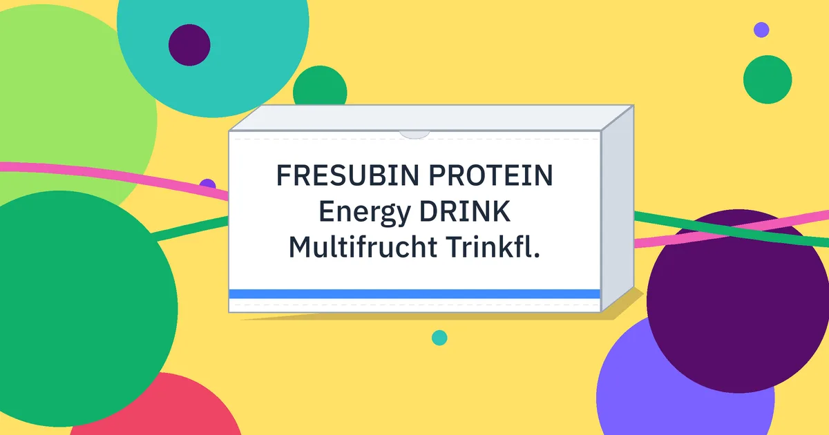 Symbolbild: Packung mit der Aufschrift FRESUBIN PROTEIN Energy DRINK Multifrucht Trinkfl. (PZN 09719603) – Verfügbarkeit und Bezug in Apotheken in Frankfurt am Main