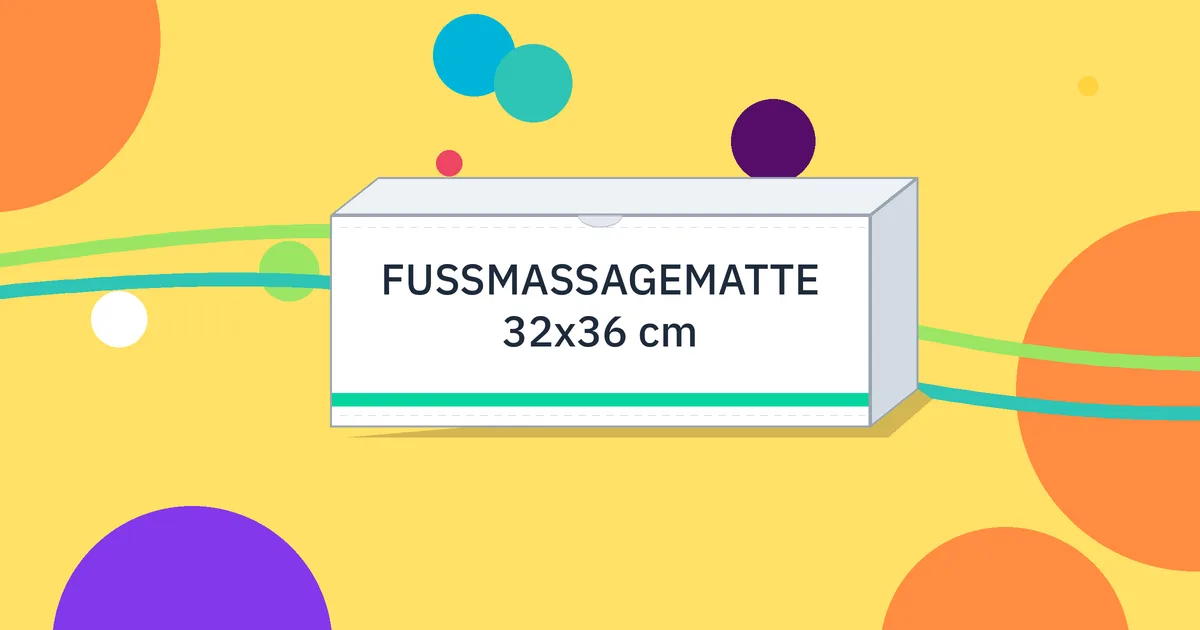 Symbolbild: Packung mit der Aufschrift FUSSMASSAGEMATTE 32x36 cm (PZN 17835631) – Verfügbarkeit und Bezug in Apotheken in Frankfurt am Main