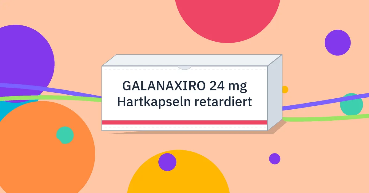 Symbolbild: Packung mit der Aufschrift GALANAXIRO 24 mg Hartkapseln retardiert (PZN 14446432) – Verfügbarkeit und Bezug in Apotheken in Frankfurt am Main
