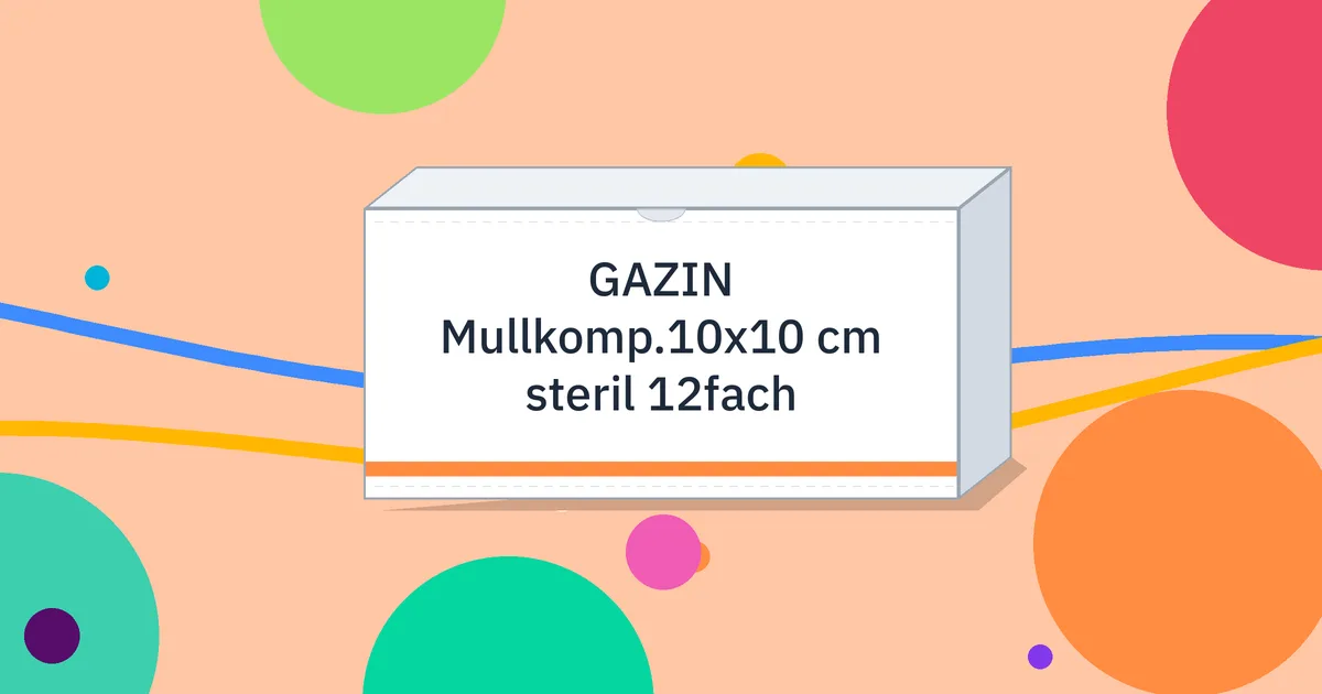 Symbolbild: Packung mit der Aufschrift GAZIN Mullkomp.10x10 cm steril 12fach (PZN 20572164) – Verfügbarkeit und Bezug in Apotheken in Frankfurt am Main