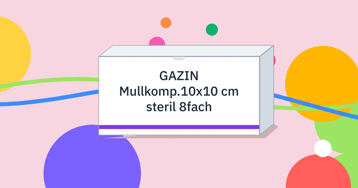 Symbolbild: Packung mit der Aufschrift GAZIN Mullkomp.10x10 cm steril 8fach (PZN 19648689) – Verfügbarkeit und Bezug in Apotheken in Frankfurt am Main