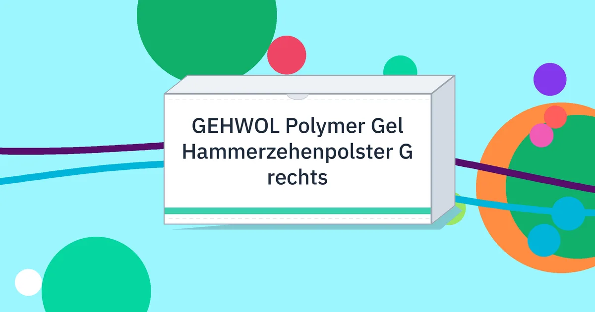 Symbolbild: Packung mit der Aufschrift GEHWOL Polymer Gel Hammerzehenpolster G rechts (PZN 03444223) – Verfügbarkeit und Bezug in Apotheken in Frankfurt am Main