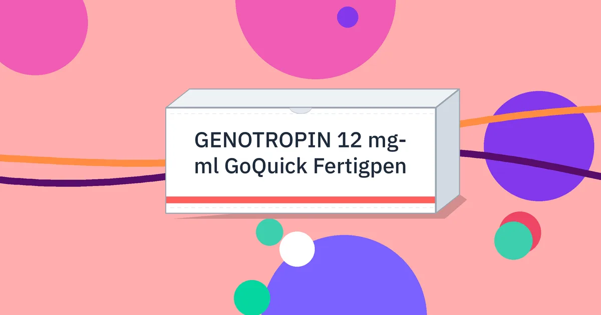 Symbolbild: Packung mit der Aufschrift GENOTROPIN 12 mg-ml GoQuick Fertigpen (PZN 15626076) – Verfügbarkeit und Bezug in Apotheken in Frankfurt am Main