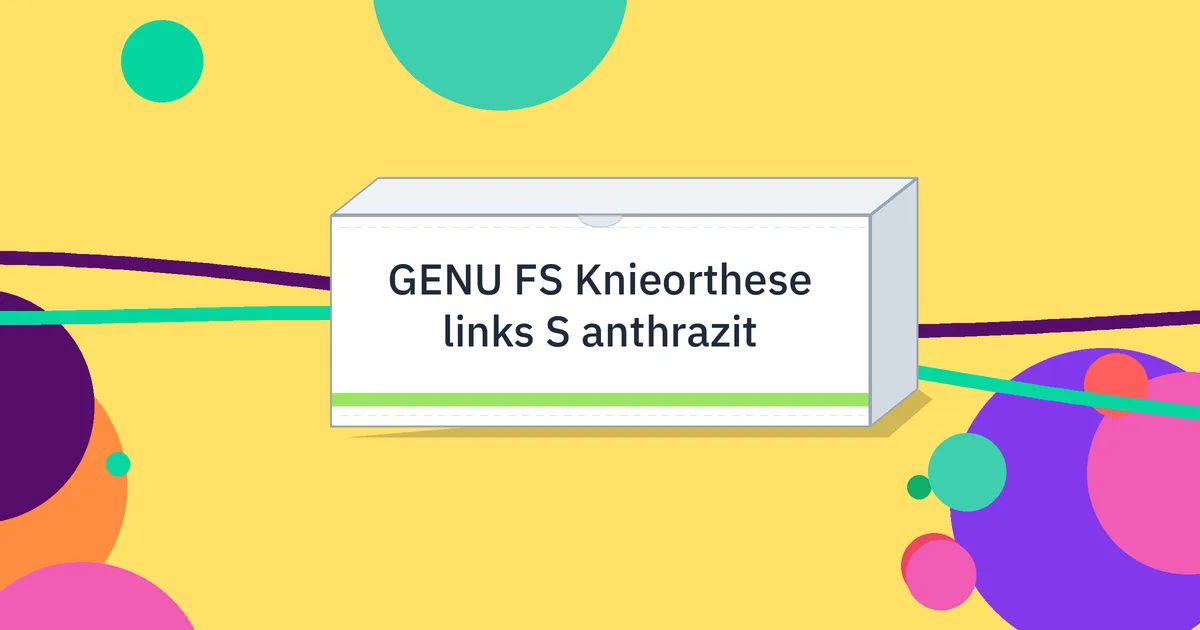 Symbolbild: Packung mit der Aufschrift GENU FS Knieorthese links S anthrazit (PZN 14308351) – Verfügbarkeit und Bezug in Apotheken in Frankfurt am Main