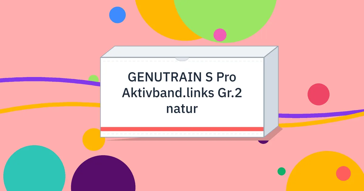 Symbolbild: Packung mit der Aufschrift GENUTRAIN S Pro Aktivband.links Gr.2 natur (PZN 09337020) – Verfügbarkeit und Bezug in Apotheken in Frankfurt am Main