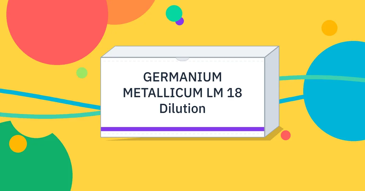 Symbolbild: Packung mit der Aufschrift GERMANIUM METALLICUM LM 18 Dilution (PZN 12877228) – Verfügbarkeit und Bezug in Apotheken in Frankfurt am Main