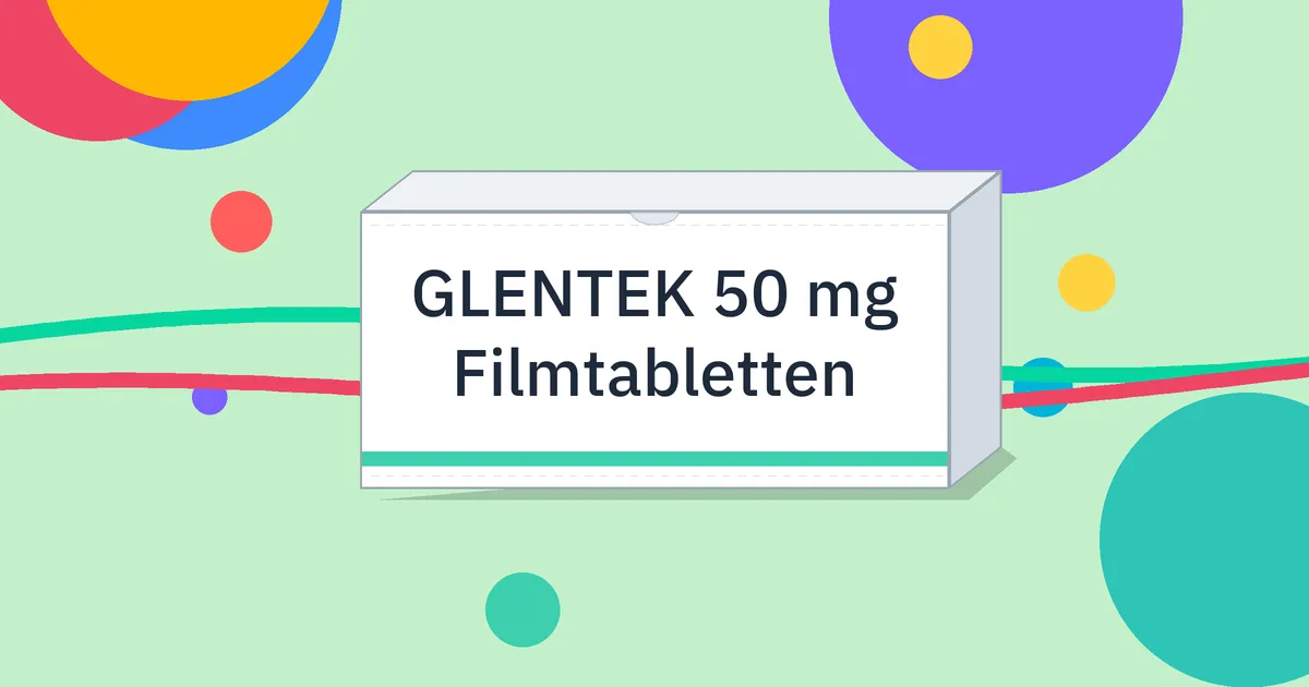 Symbolbild: Packung mit der Aufschrift GLENTEK 50 mg Filmtabletten (PZN 13984676) – Verfügbarkeit und Bezug in Apotheken in Frankfurt am Main