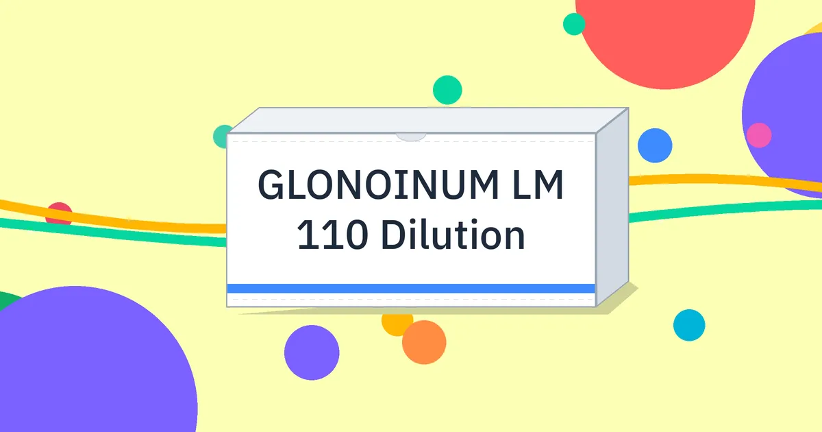 Symbolbild: Packung mit der Aufschrift GLONOINUM LM 110 Dilution (PZN 12879256) – Verfügbarkeit und Bezug in Apotheken in Frankfurt am Main