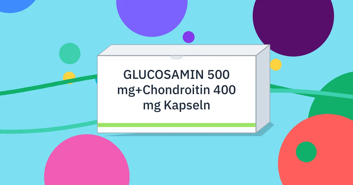 Symbolbild: Packung mit der Aufschrift GLUCOSAMIN 500 mg+Chondroitin 400 mg Kapseln (PZN 04471015) – Verfügbarkeit und Bezug in Apotheken in Frankfurt am Main