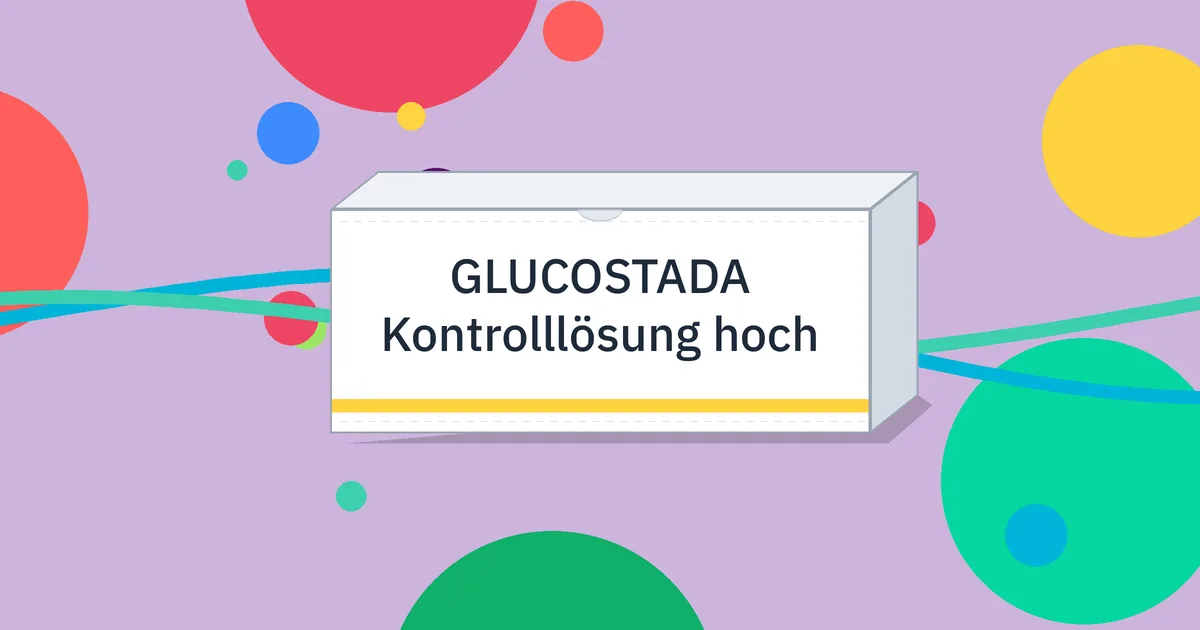 Symbolbild: Packung mit der Aufschrift GLUCOSTADA Kontrolllösung hoch (PZN 18199019) – Verfügbarkeit und Bezug in Apotheken in Frankfurt am Main