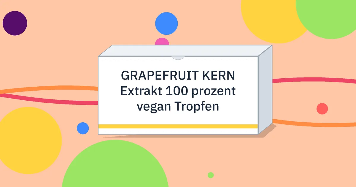 Symbolbild: Packung mit der Aufschrift GRAPEFRUIT KERN Extrakt 100 prozent vegan Tropfen (PZN 16239045) – Verfügbarkeit und Bezug in Apotheken in Frankfurt am Main