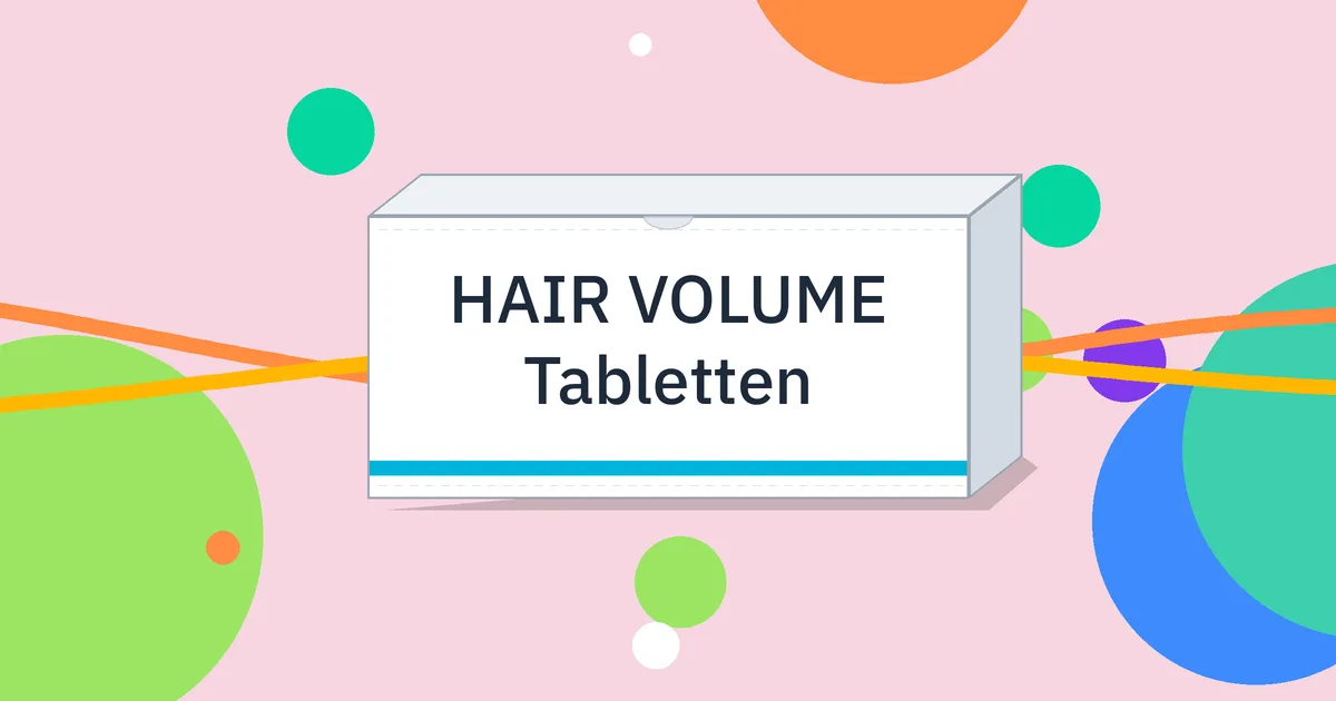 Symbolbild: Packung mit der Aufschrift HAIR VOLUME Tabletten (PZN 09099891) – Verfügbarkeit und Bezug in Apotheken in Frankfurt am Main