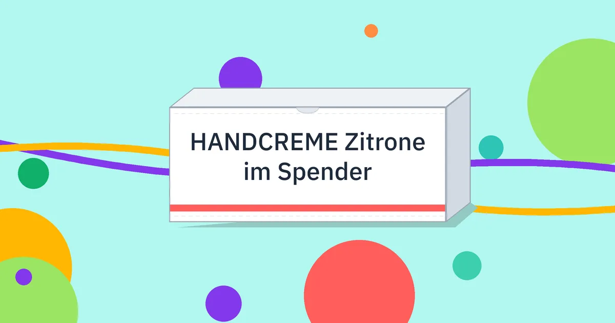 Symbolbild: Packung mit der Aufschrift HANDCREME Zitrone im Spender (PZN 15633490) – Verfügbarkeit und Bezug in Apotheken in Frankfurt am Main