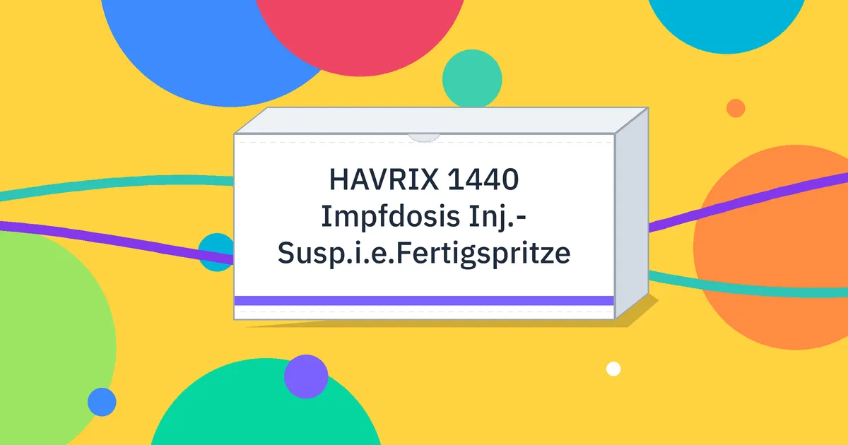 Symbolbild: Packung mit der Aufschrift HAVRIX 1440 Impfdosis Inj.-Susp.i.e.Fertigspritze (PZN 01014056) – Verfügbarkeit und Bezug in Apotheken in Frankfurt am Main