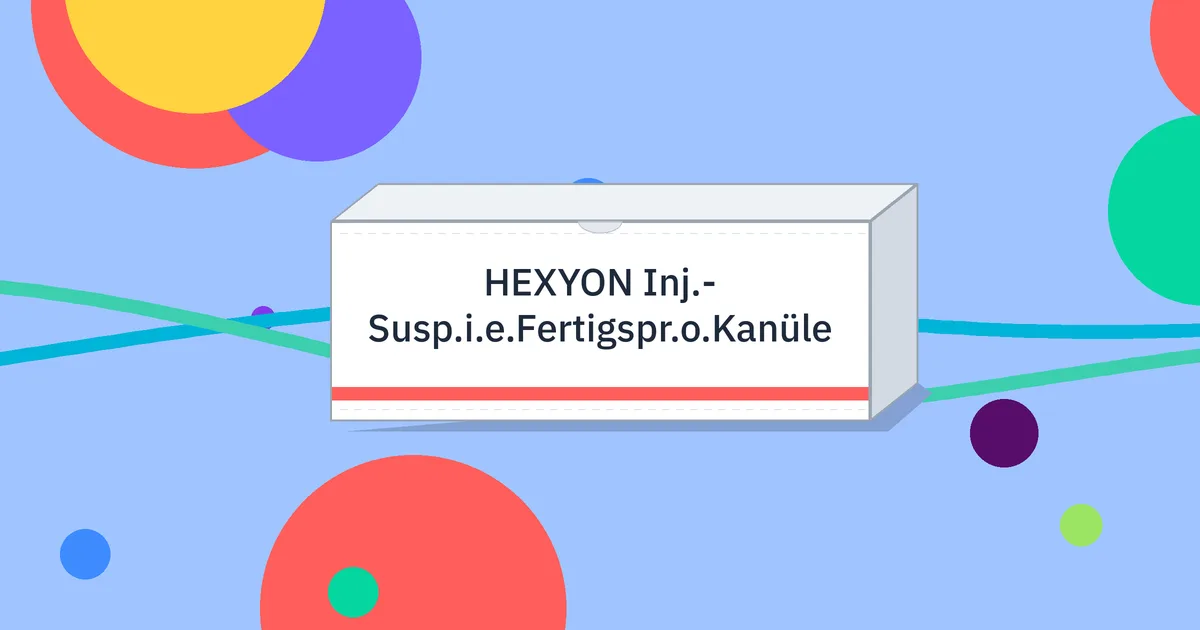 Symbolbild: Packung mit der Aufschrift HEXYON Inj.-Susp.i.e.Fertigspr.o.Kanüle (PZN 07121511) – Verfügbarkeit und Bezug in Apotheken in Frankfurt am Main
