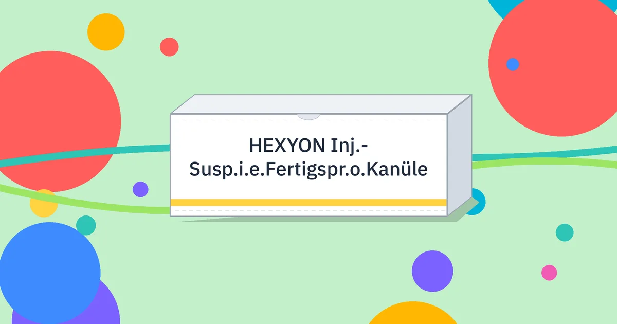 Symbolbild: Packung mit der Aufschrift HEXYON Inj.-Susp.i.e.Fertigspr.o.Kanüle (PZN 12595932) – Verfügbarkeit und Bezug in Apotheken in Frankfurt am Main
