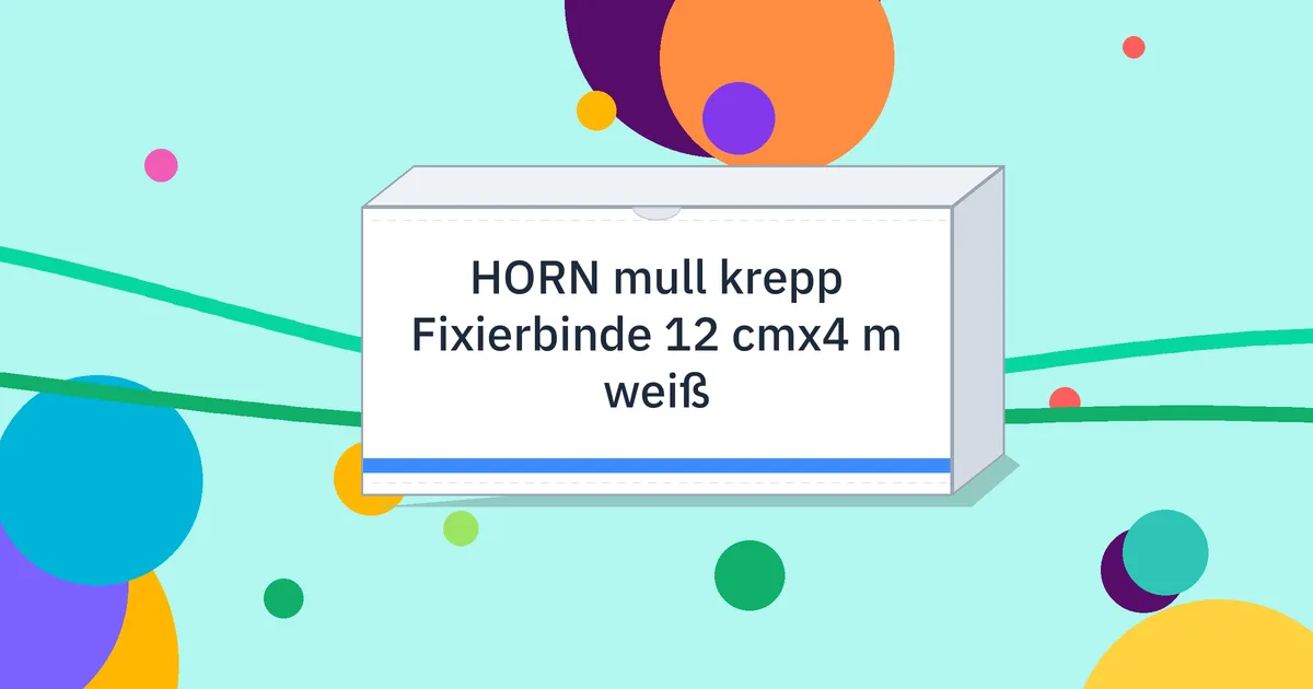 Symbolbild: Packung mit der Aufschrift HORN mull krepp Fixierbinde 12 cmx4 m weiß (PZN 04659670) – Verfügbarkeit und Bezug in Apotheken in Frankfurt am Main
