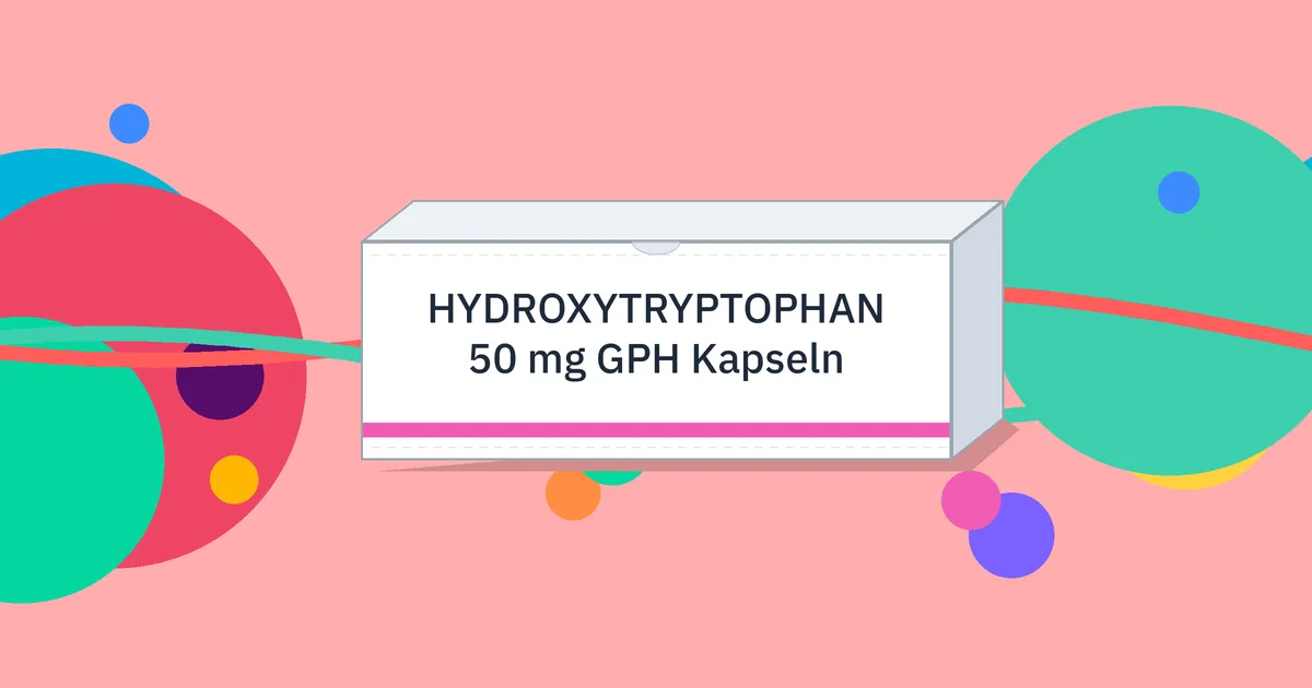 Symbolbild: Packung mit der Aufschrift HYDROXYTRYPTOPHAN 50 mg GPH Kapseln (PZN 09380033) – Verfügbarkeit und Bezug in Apotheken in Frankfurt am Main