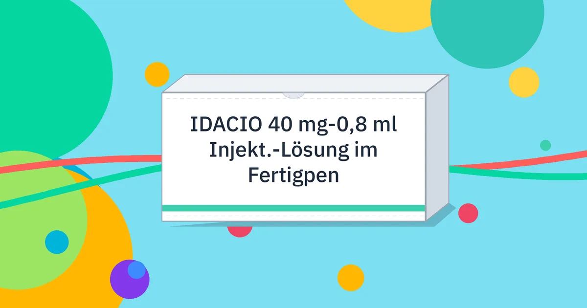 Symbolbild: Packung mit der Aufschrift IDACIO 40 mg-0,8 ml Injekt.-Lösung im Fertigpen (PZN 16227728) – Verfügbarkeit und Bezug in Apotheken in Frankfurt am Main