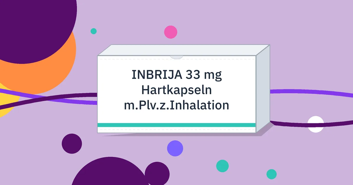 Symbolbild: Packung mit der Aufschrift INBRIJA 33 mg Hartkapseln m.Plv.z.Inhalation (PZN 16352675) – Verfügbarkeit und Bezug in Apotheken in Frankfurt am Main