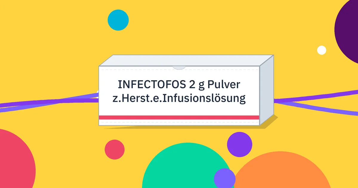 Symbolbild: Packung mit der Aufschrift INFECTOFOS 2 g Pulver z.Herst.e.Infusionslösung (PZN 00332736) – Verfügbarkeit und Bezug in Apotheken in Frankfurt am Main