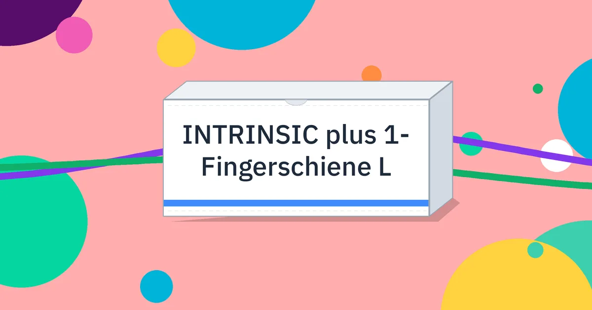 Symbolbild: Packung mit der Aufschrift INTRINSIC plus 1-Fingerschiene L (PZN 16836870) – Verfügbarkeit und Bezug in Apotheken in Frankfurt am Main