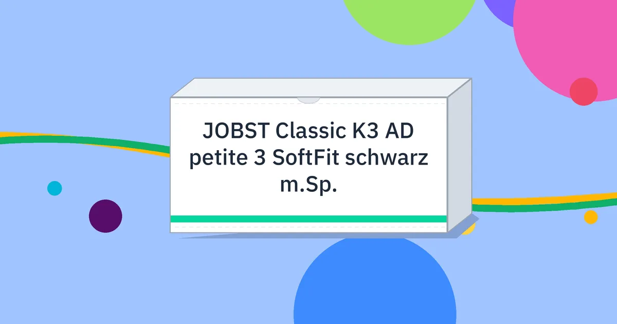 Symbolbild: Packung mit der Aufschrift JOBST Classic K3 AD petite 3 SoftFit schwarz m.Sp. (PZN 14223436) – Verfügbarkeit und Bezug in Apotheken in Frankfurt am Main