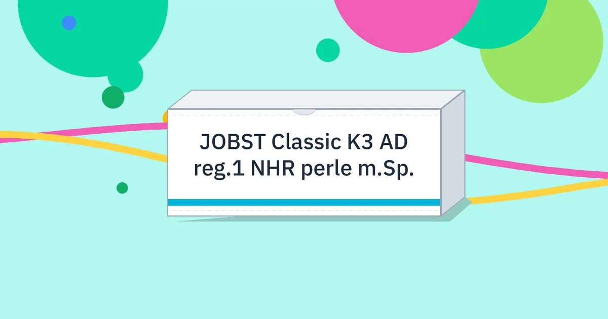 Symbolbild: Packung mit der Aufschrift JOBST Classic K3 AD reg.1 NHR perle m.Sp. (PZN 13070657) – Verfügbarkeit und Bezug in Apotheken in Frankfurt am Main