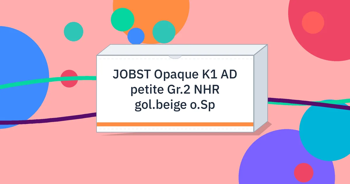 Symbolbild: Packung mit der Aufschrift JOBST Opaque K1 AD petite Gr.2 NHR gol.beige o.Sp (PZN 16263813) – Verfügbarkeit und Bezug in Apotheken in Frankfurt am Main