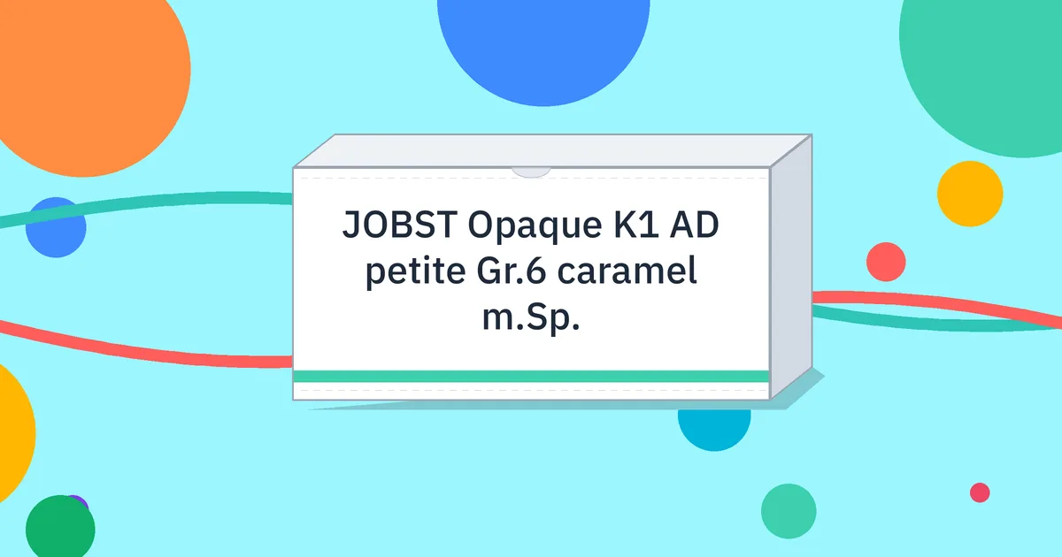 Symbolbild: Packung mit der Aufschrift JOBST Opaque K1 AD petite Gr.6 caramel m.Sp. (PZN 13078587) – Verfügbarkeit und Bezug in Apotheken in Frankfurt am Main
