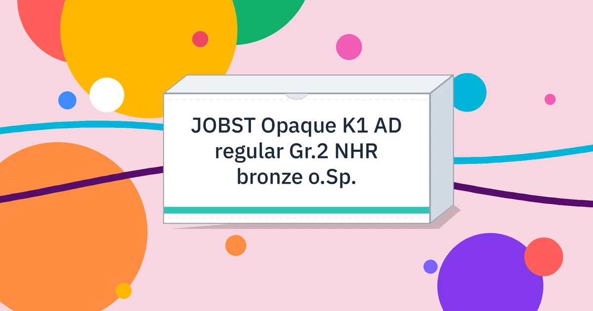 Symbolbild: Packung mit der Aufschrift JOBST Opaque K1 AD regular Gr.2 NHR bronze o.Sp. (PZN 13082407) – Verfügbarkeit und Bezug in Apotheken in Frankfurt am Main