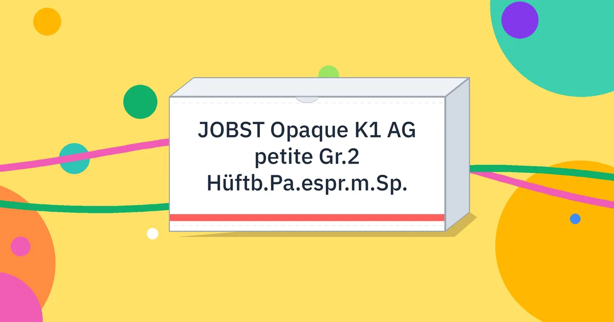 Symbolbild: Packung mit der Aufschrift JOBST Opaque K1 AG petite Gr.2 Hüftb.Pa.espr.m.Sp. (PZN 16274053) – Verfügbarkeit und Bezug in Apotheken in Frankfurt am Main