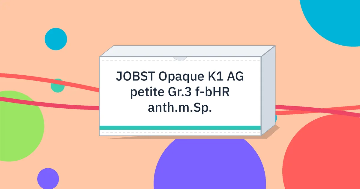 Symbolbild: Packung mit der Aufschrift JOBST Opaque K1 AG petite Gr.3 f-bHR anth.m.Sp. (PZN 16271379) – Verfügbarkeit und Bezug in Apotheken in Frankfurt am Main