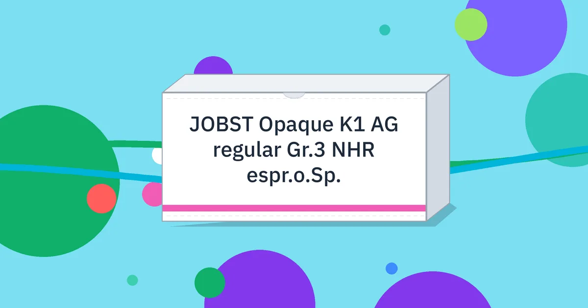 Symbolbild: Packung mit der Aufschrift JOBST Opaque K1 AG regular Gr.3 NHR espr.o.Sp. (PZN 16267024) – Verfügbarkeit und Bezug in Apotheken in Frankfurt am Main