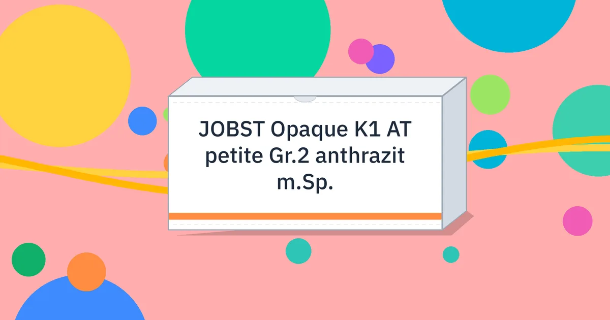 Symbolbild: Packung mit der Aufschrift JOBST Opaque K1 AT petite Gr.2 anthrazit m.Sp. (PZN 16275727) – Verfügbarkeit und Bezug in Apotheken in Frankfurt am Main