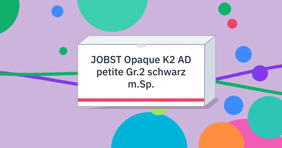 Symbolbild: Packung mit der Aufschrift JOBST Opaque K2 AD petite Gr.2 schwarz m.Sp. (PZN 10722912) – Verfügbarkeit und Bezug in Apotheken in Frankfurt am Main