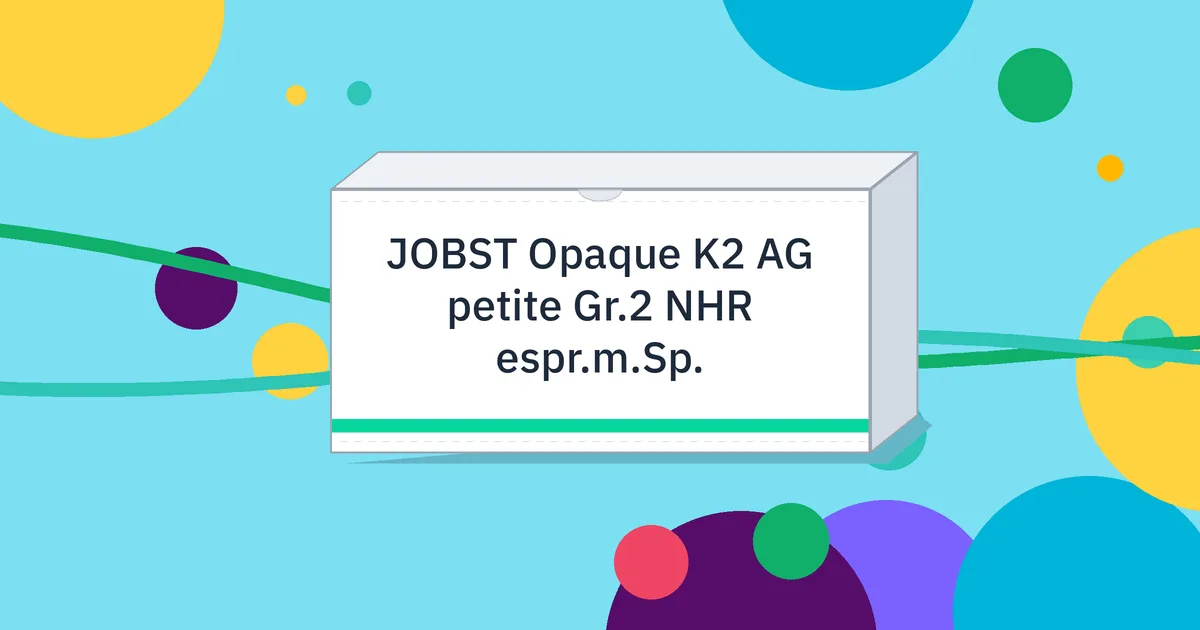 Symbolbild: Packung mit der Aufschrift JOBST Opaque K2 AG petite Gr.2 NHR espr.m.Sp. (PZN 16285430) – Verfügbarkeit und Bezug in Apotheken in Frankfurt am Main