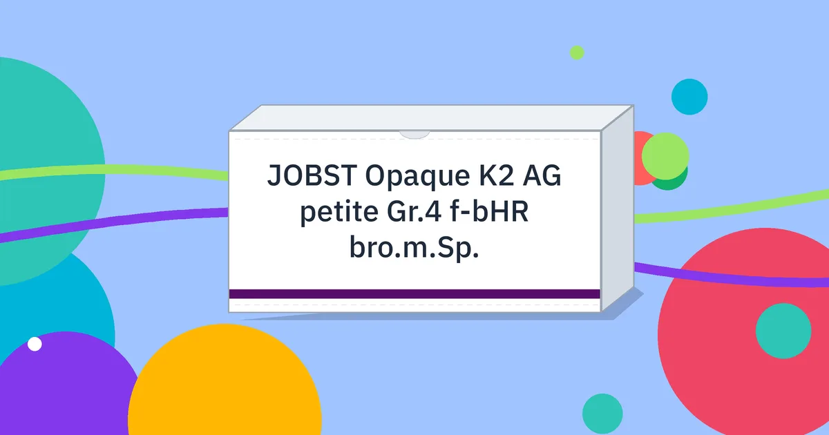 Symbolbild: Packung mit der Aufschrift JOBST Opaque K2 AG petite Gr.4 f-bHR bro.m.Sp. (PZN 13111936) – Verfügbarkeit und Bezug in Apotheken in Frankfurt am Main