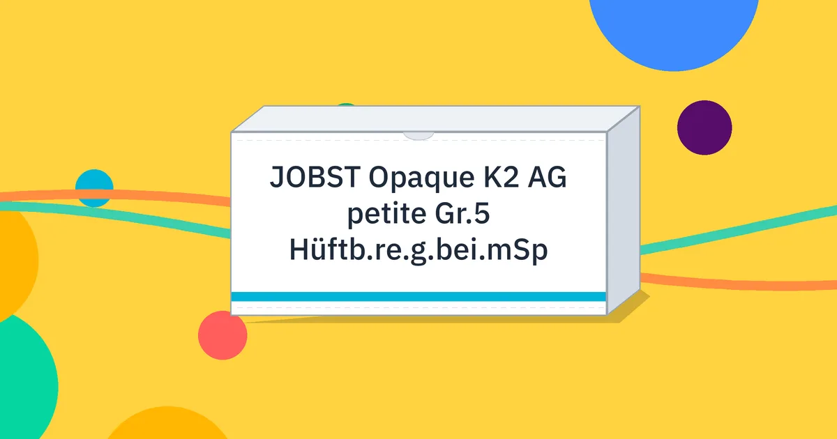 Symbolbild: Packung mit der Aufschrift JOBST Opaque K2 AG petite Gr.5 Hüftb.re.g.bei.mSp (PZN 16288049) – Verfügbarkeit und Bezug in Apotheken in Frankfurt am Main