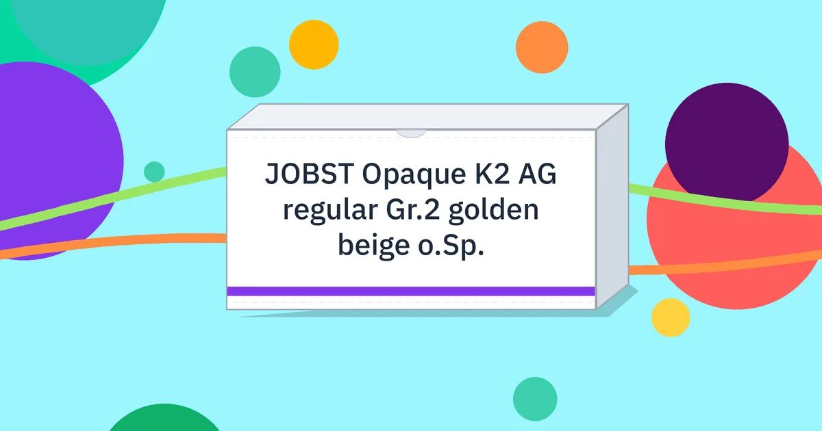 Symbolbild: Packung mit der Aufschrift JOBST Opaque K2 AG regular Gr.2 golden beige o.Sp. (PZN 16280214) – Verfügbarkeit und Bezug in Apotheken in Frankfurt am Main