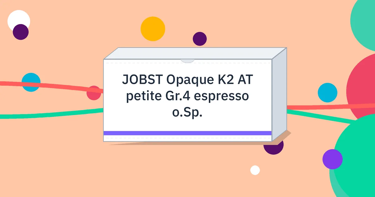 Symbolbild: Packung mit der Aufschrift JOBST Opaque K2 AT petite Gr.4 espresso o.Sp. (PZN 16291548) – Verfügbarkeit und Bezug in Apotheken in Frankfurt am Main